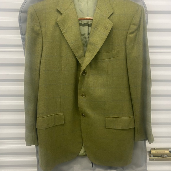 Kiton | Suits & Blazers | Kiton Napoli 0 Cashmere Olive Windowpane Mens ...